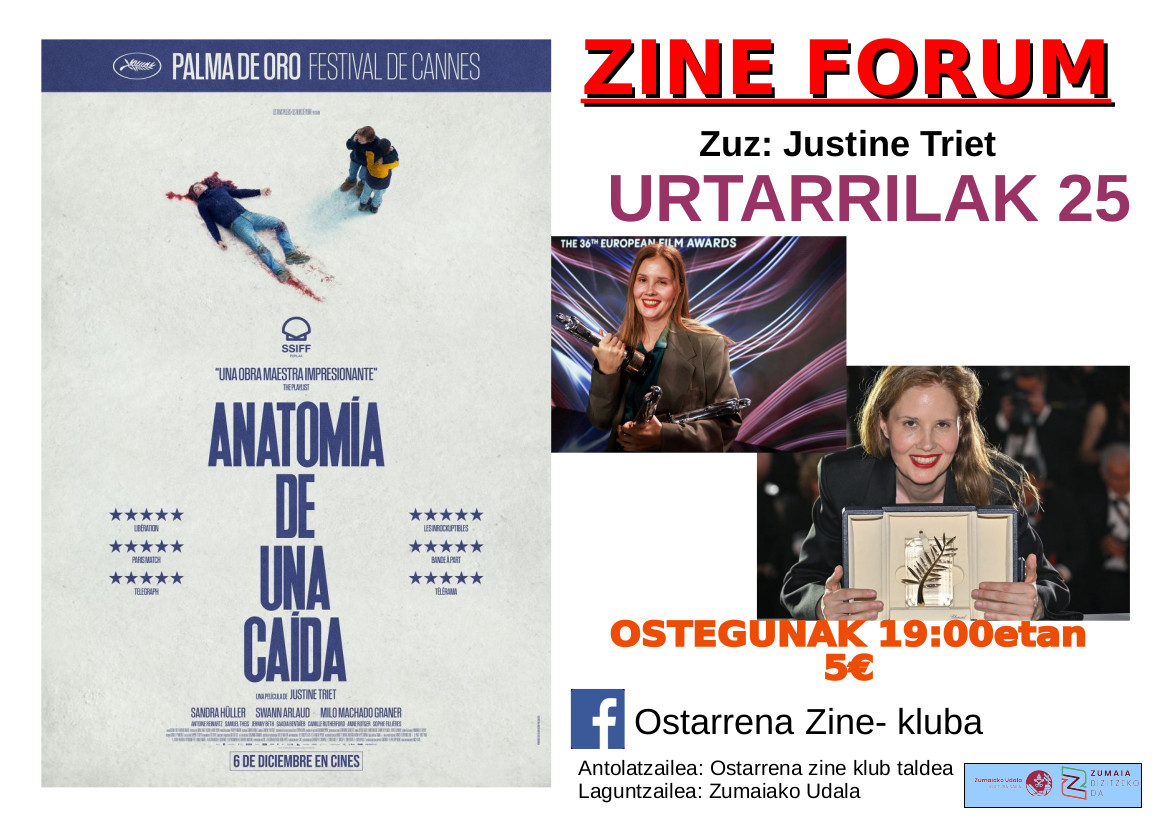 Zine Forum: ANATOMÍA DE UNA CAÍDA — Turismo Zumaia